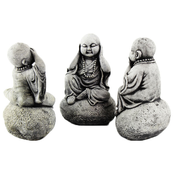Chinese Concrete Three Wise Monks Garden Statues-Garden Asian Figures ...