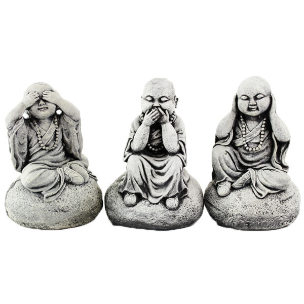 Chinese Concrete Three Wise Monks Garden Statues-Garden Asian Figures ...